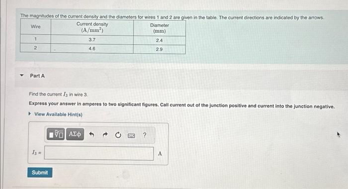 Solved Find the current I3 in wire 3. Express your answer in | Chegg.com