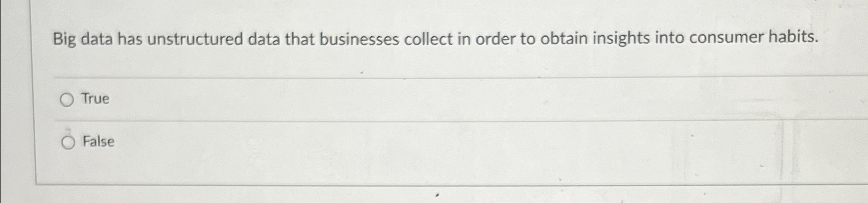 Solved Big data has unstructured data that businesses | Chegg.com