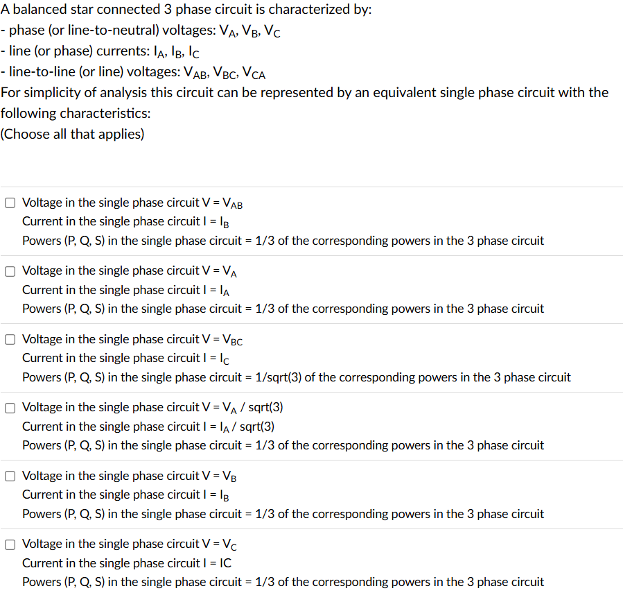 Solved A balanced star connected 3 ﻿phase circuit is | Chegg.com