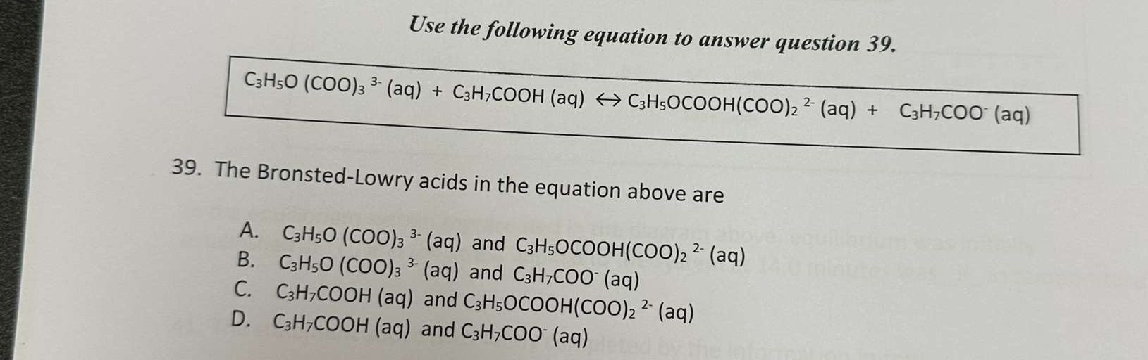 Solved Use the following equation to answer question | Chegg.com