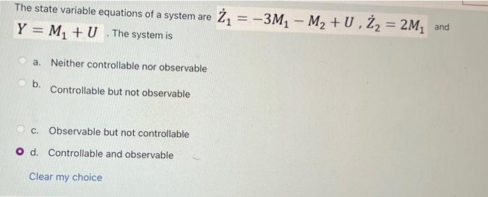 Solved The state variable equations of a system are | Chegg.com