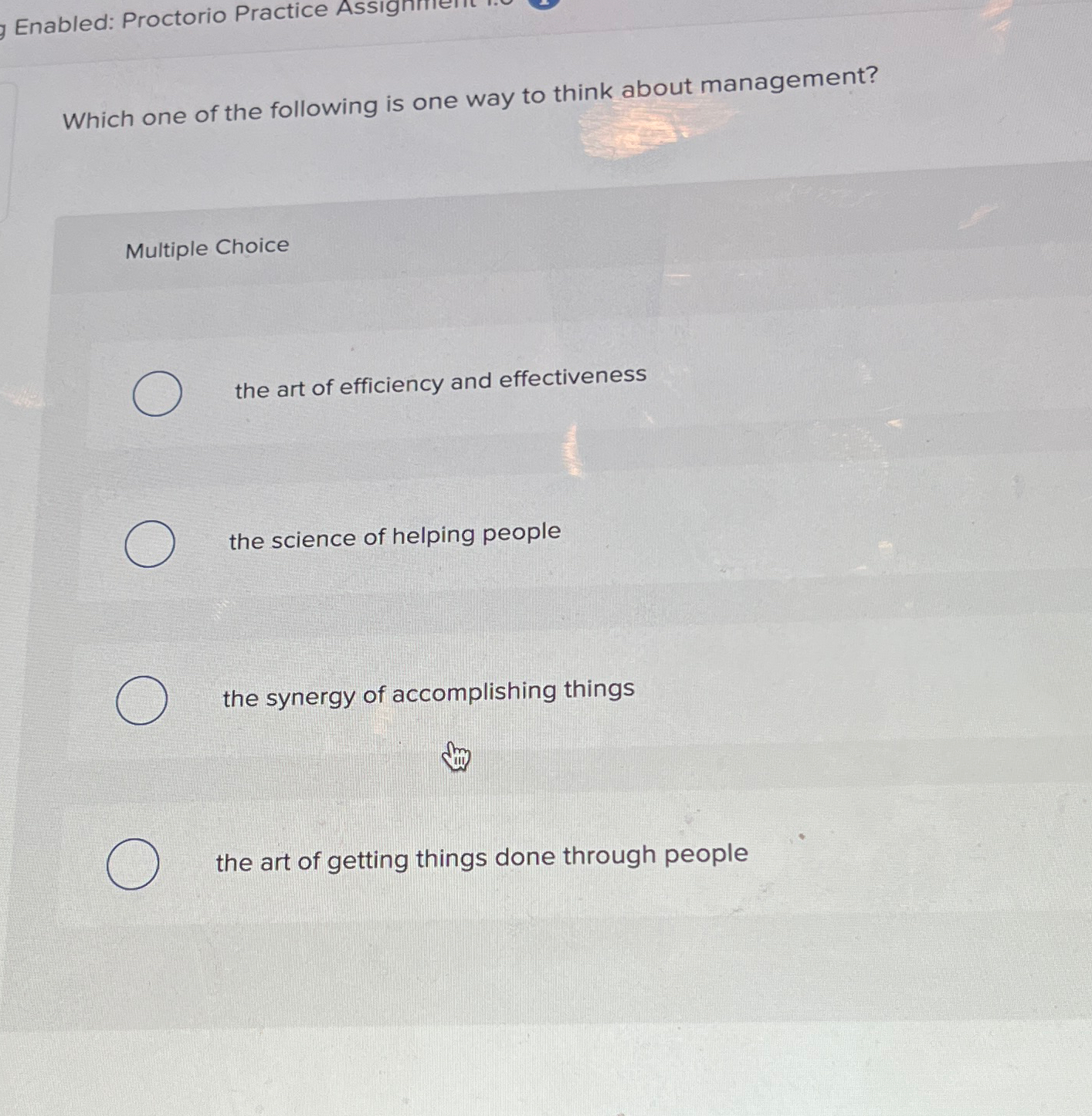 Solved Enabled: Proctorio Practice AssicWhich one of the | Chegg.com