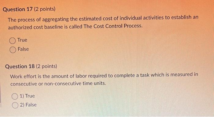 Solved The process of aggregating the estimated cost of | Chegg.com