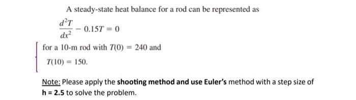 Solved A steady-state heat balance for a rod can be | Chegg.com