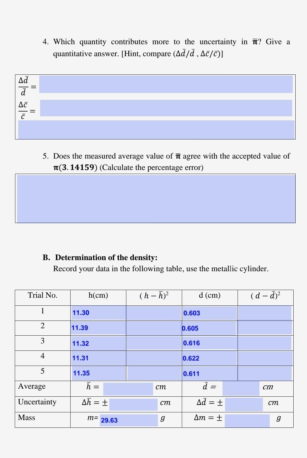 Solved Name: ID#: Section: EXPERIMENT 2: Measurements and | Chegg.com