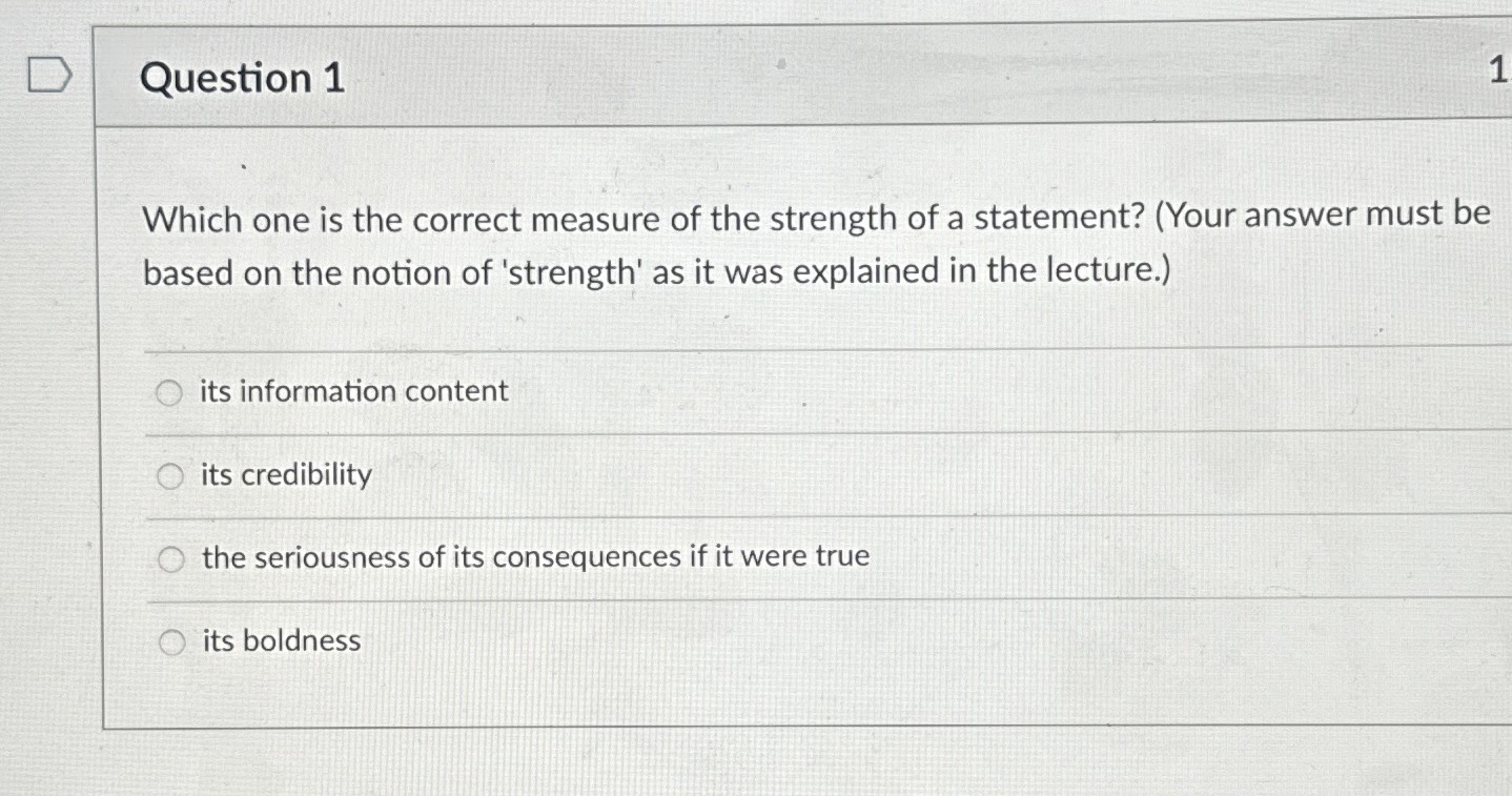 Solved Question 1Which one is the correct measure of the | Chegg.com
