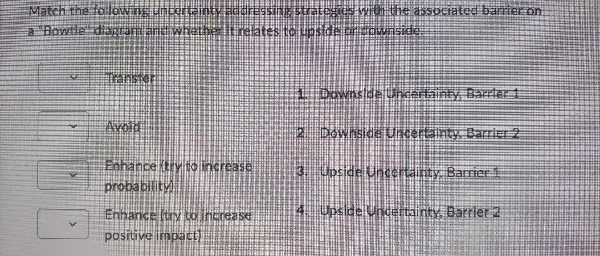 Solved Match the following uncertainty addressing strategies | Chegg.com
