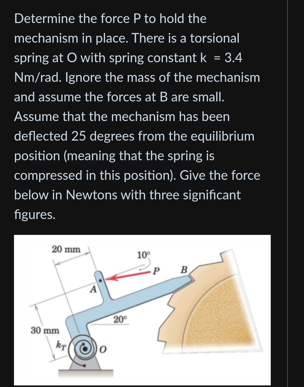 Solved Determine the force P ﻿to hold the mechanism in | Chegg.com