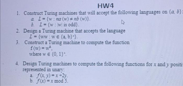 Solved 1. Construct Turing machines that will accept the | Chegg.com