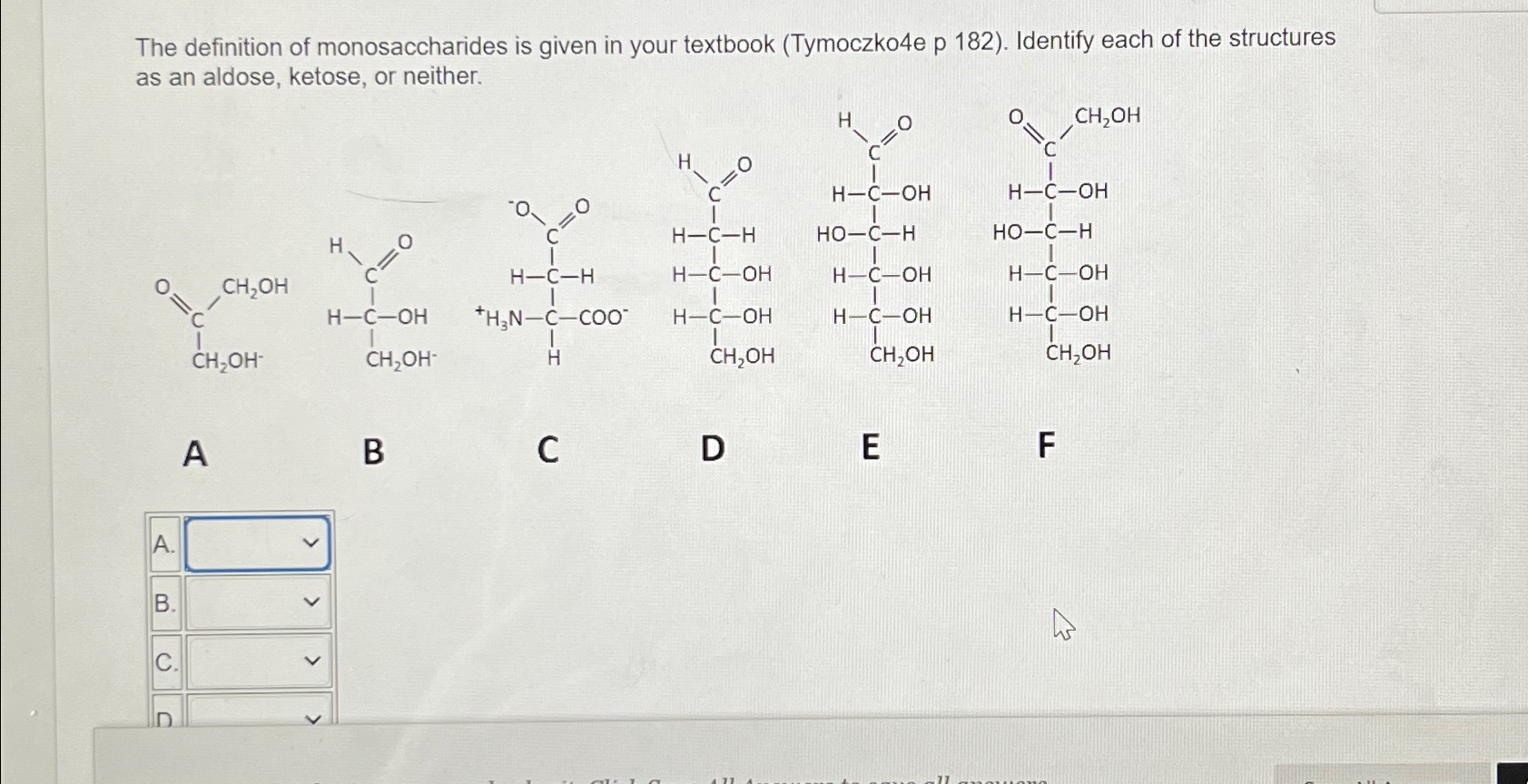 Solved The definition of monosaccharides is given in your | Chegg.com