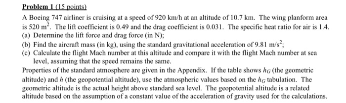 Solved Problem 1 (15 points) A Boeing 747 airliner is | Chegg.com