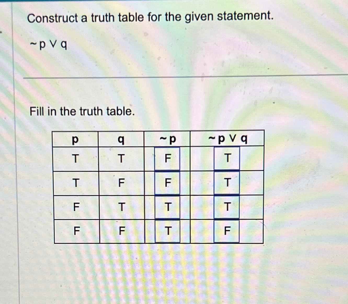 Solved Construct a truth table for the given | Chegg.com