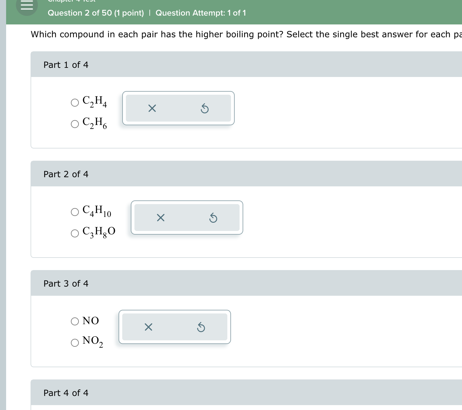 Solved Which compound in each pair has the higher boiling | Chegg.com