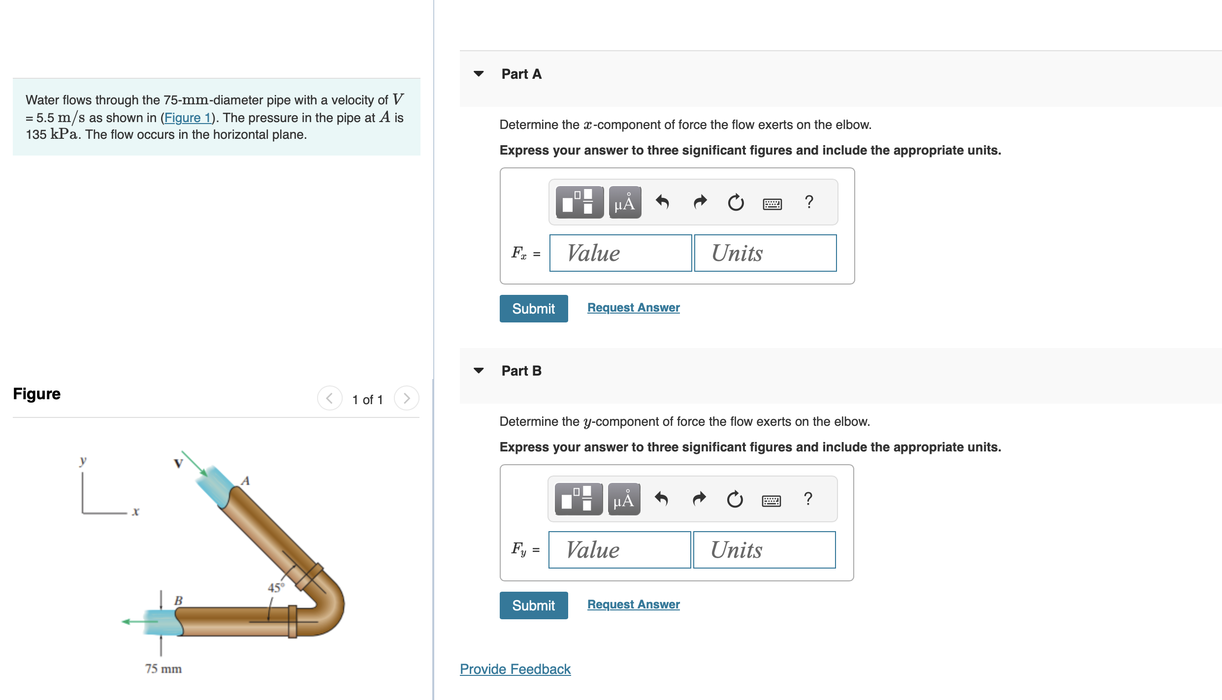 Solved Part A Water flows through the 75 -mm-diameter pipe | Chegg.com