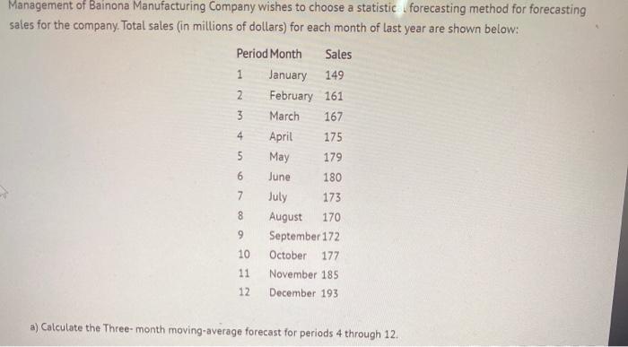 Solved Management of Bainona Manufacturing Company wishes to | Chegg.com