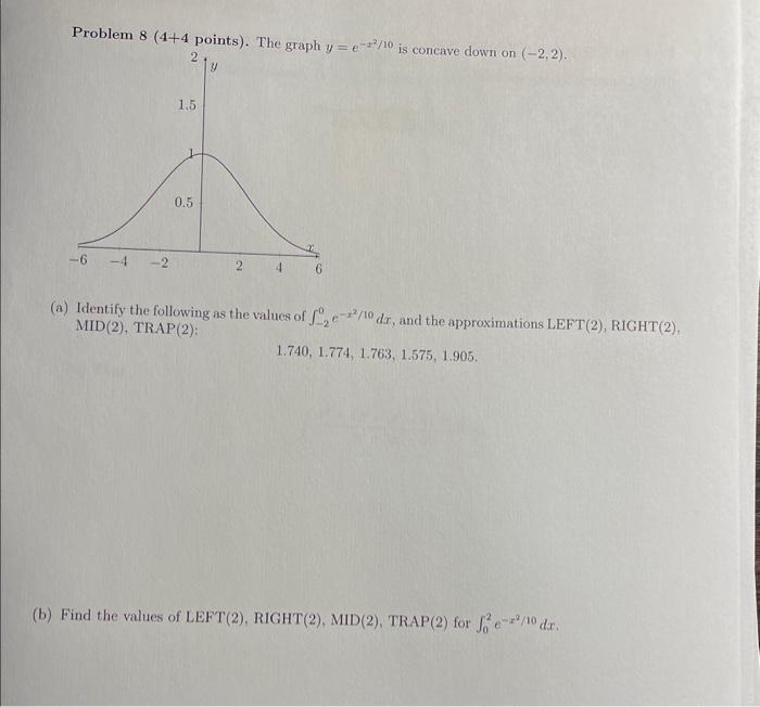 Solved Problem 8 ( 4+4 points). The graph y=e−x2/10 is | Chegg.com Solved Problem 8 ( 4+4 points). The graph y=e−x2/10 is | Chegg.com