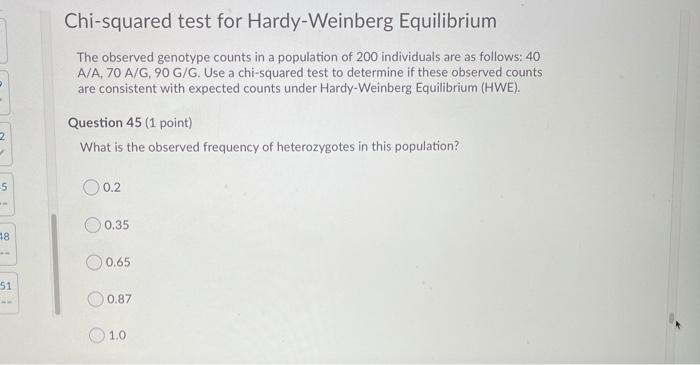 Solved Chi-squared test for Hardy-Weinberg Equilibrium The | Chegg.com