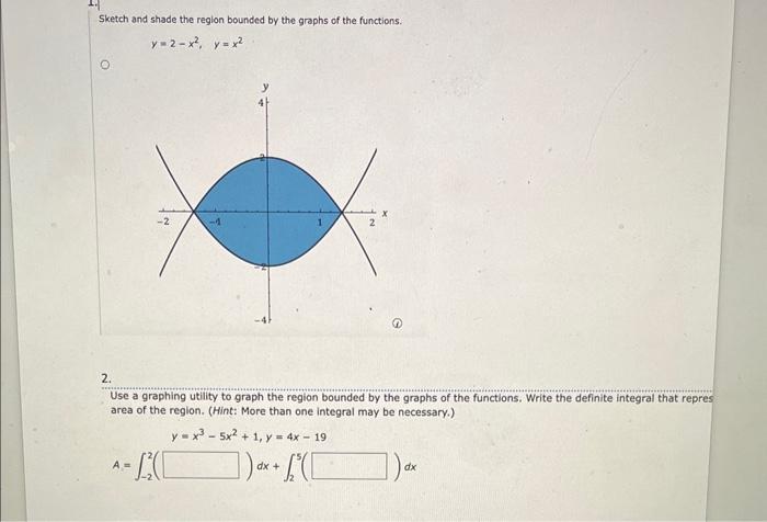 Solved Sketch and shade the region bounded by the graphs of | Chegg.com