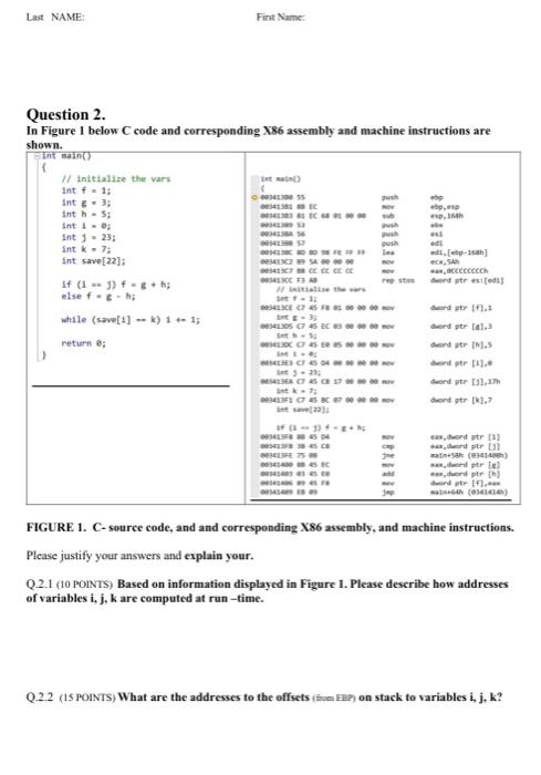 Solved Last NAME: Fint Name Question 2. In Figure I below C | Chegg.com