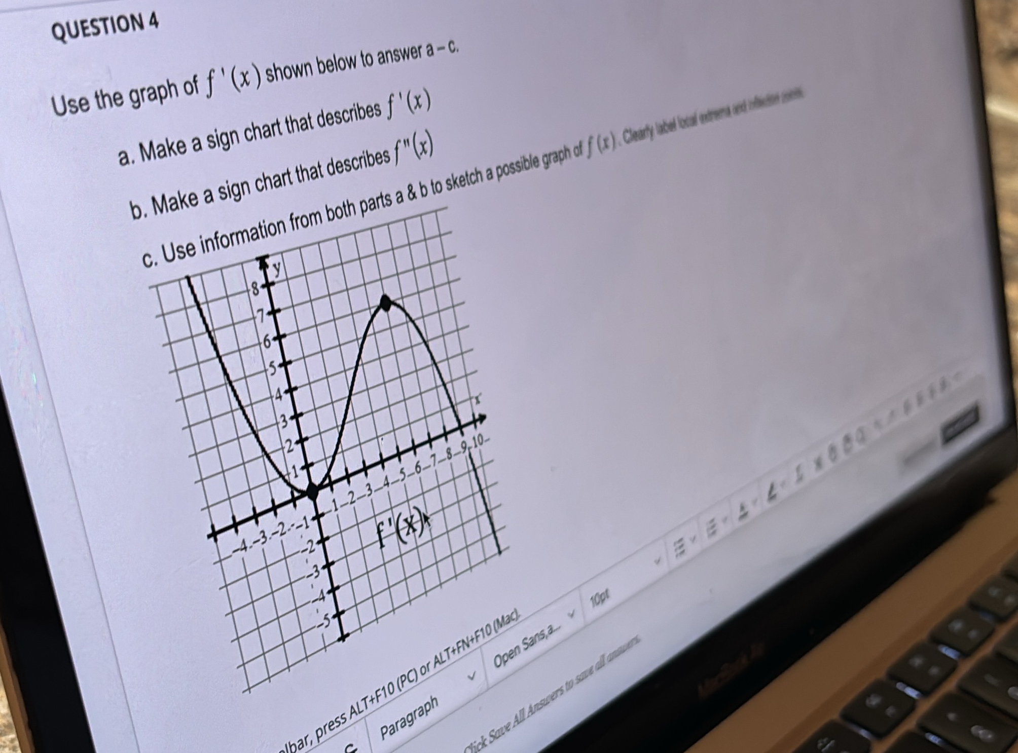 Solved by an EXPERT QUESTION AUse the graph of f'(x) ﻿shown below to | Chegg.com