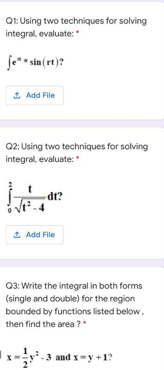 Solved Q1: Using two techniques for solving integral, | Chegg.com