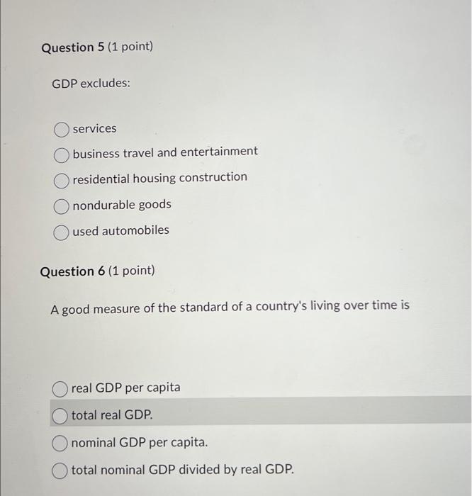 Solved GDP excludes: services business travel and | Chegg.com