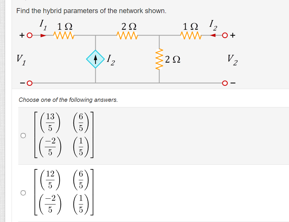 Solved Find the hybrid parameters of the network | Chegg.com