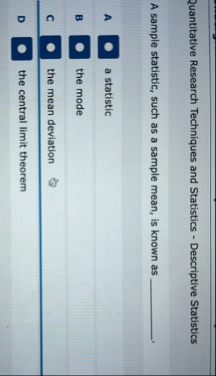 Solved Quantitative Research Techniques and Statistics - | Chegg.com