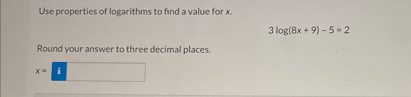 Solved Use properties of logarithms to find a value for | Chegg.com
