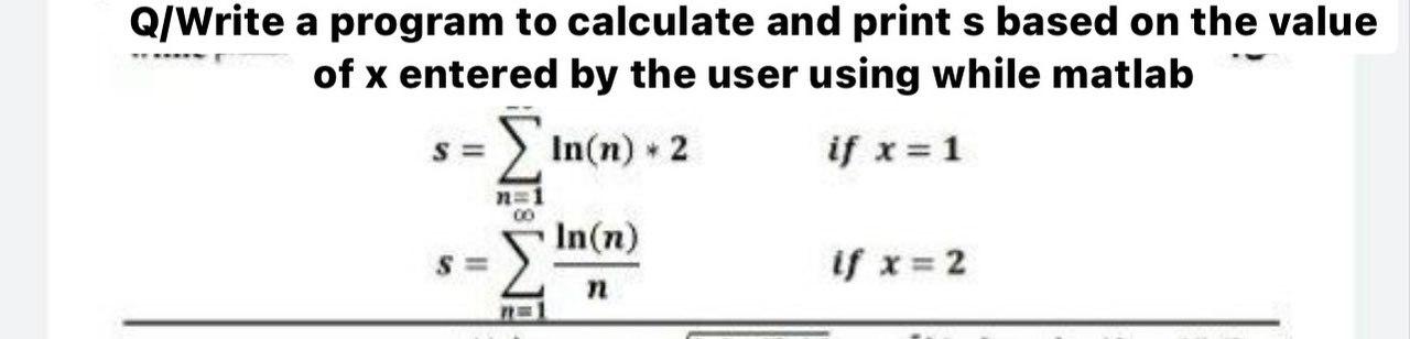 Solved Q/Write a program to calculate and print s based on | Chegg.com