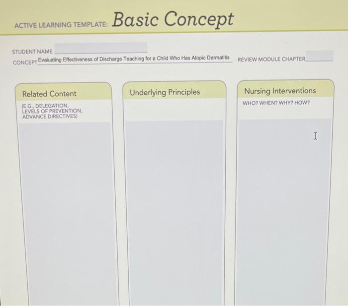 active learning template: Basic Concept STUDENT NAME | Chegg.com