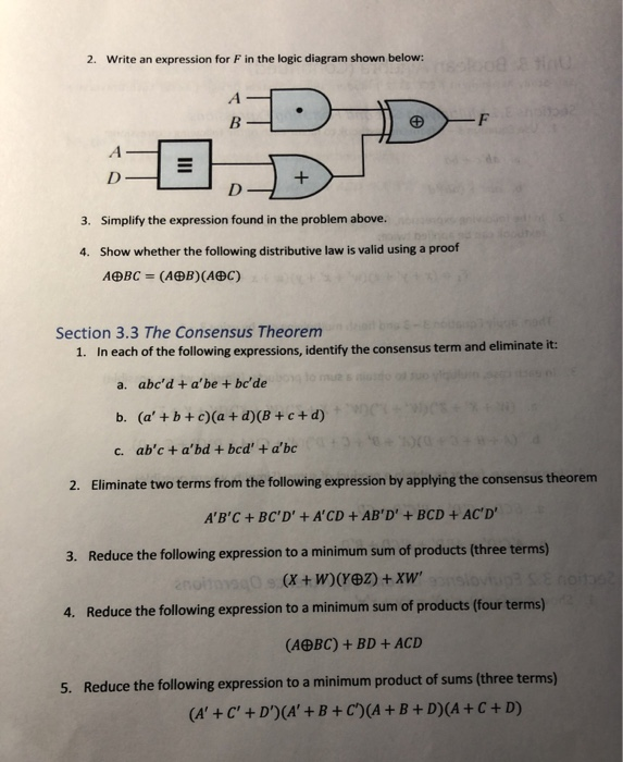Solved 2. Write an expression for F in the logic diagram | Chegg.com