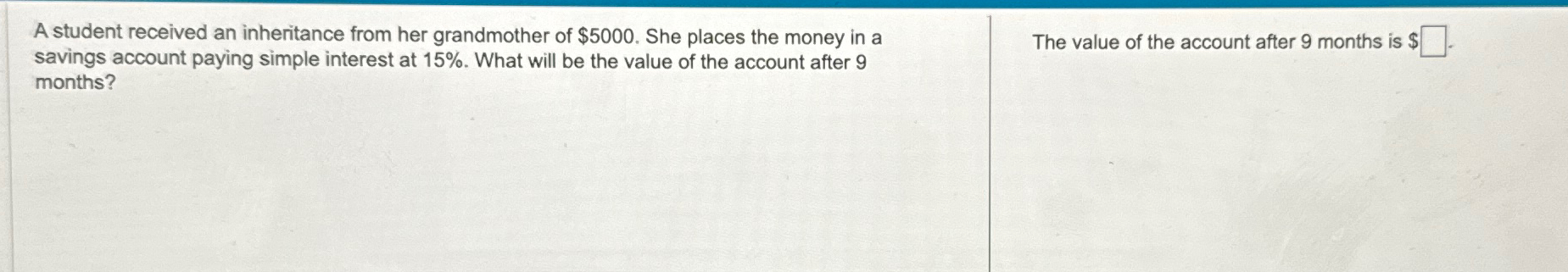 Solved A student received an inheritance from her | Chegg.com