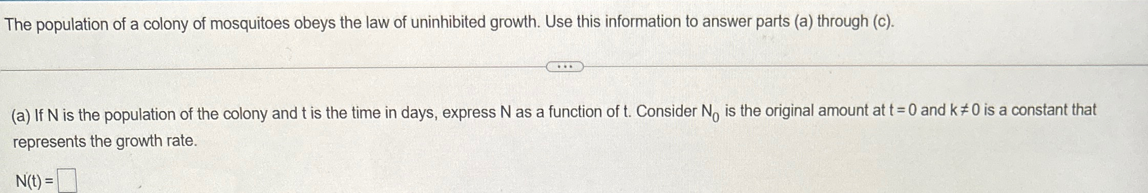 Solved The population of a colony of mosquitoes obeys the | Chegg.com