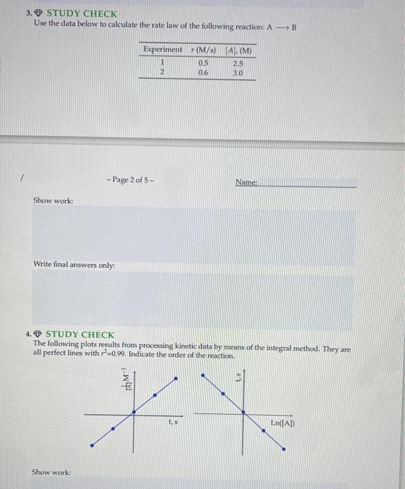 Solved 3. (7) STUDY CHECK Use the data below to calculate | Chegg.com