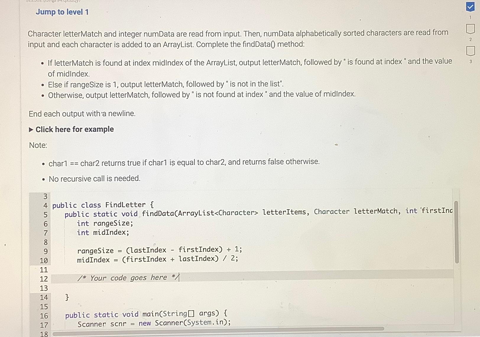 Solved Jump to level 1Character letterMatch and integer | Chegg.com