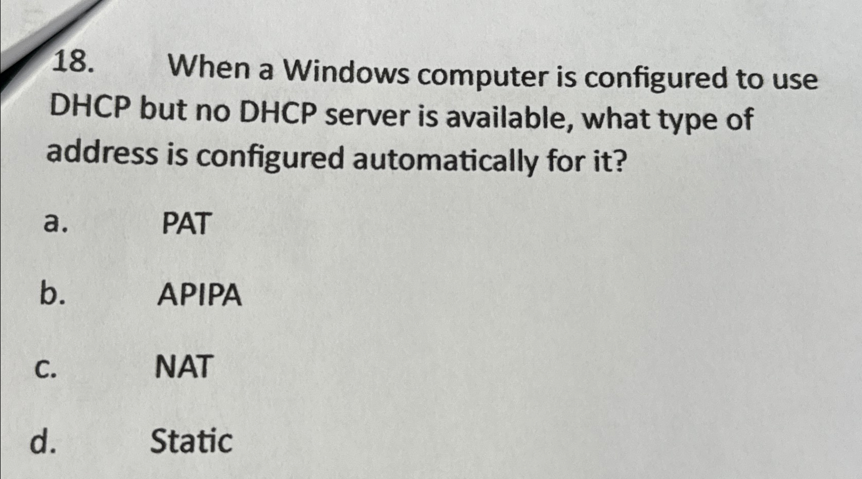 Solved When a Windows computer is configured to use DHCP but | Chegg.com