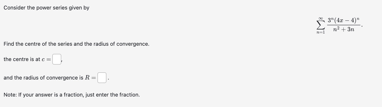 Solved Consider the power series given | Chegg.com