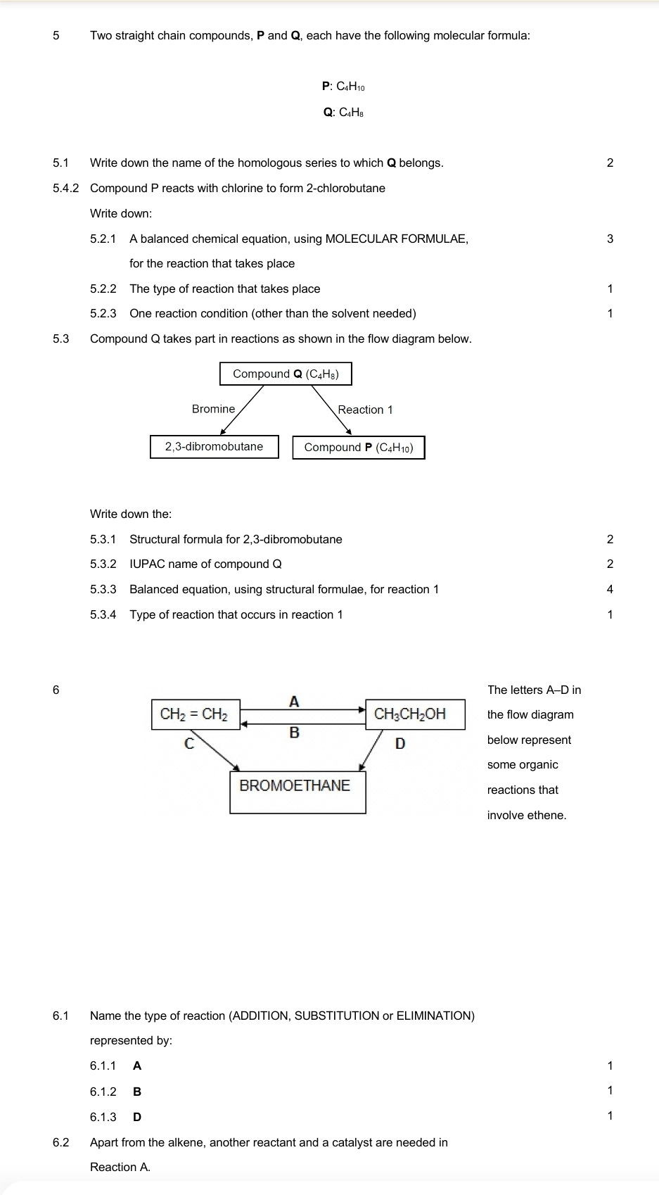 5 ﻿Two straight chain compounds, P ﻿and Q, ﻿each have | Chegg.com
