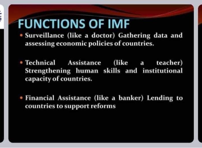 Solved FUNCTIONS OF IMF - Surveillance (like a doctor) | Chegg.com