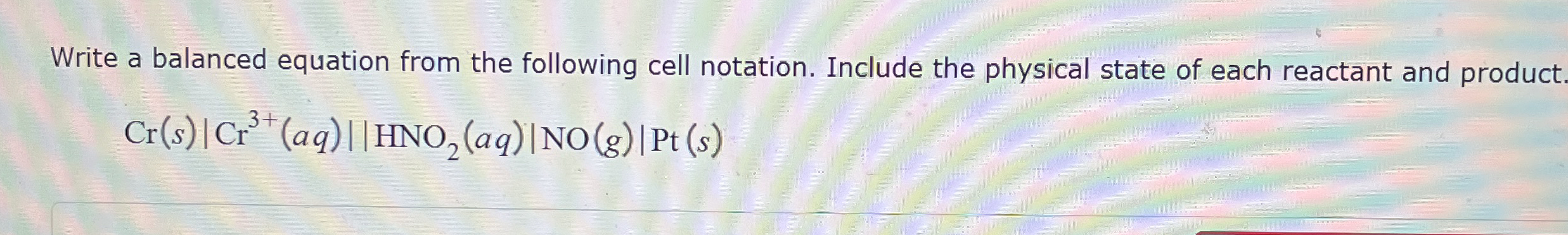 Solved Write a balanced equation from the following cell | Chegg.com