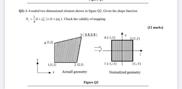 Solved Q2) A 4-noded two dimensional element shown in figure | Chegg.com