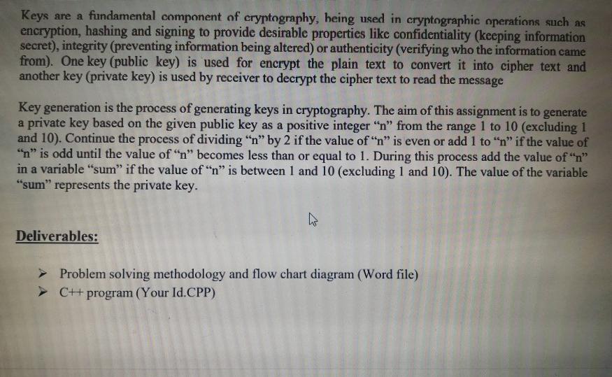 Solved Keys are a fundamental component of cryptography, | Chegg.com