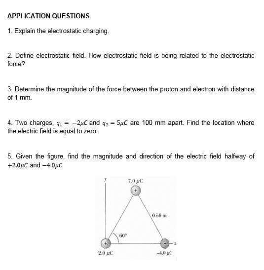 Solved APPLICATION QUESTIONS 1. Explain the electrostatic | Chegg.com