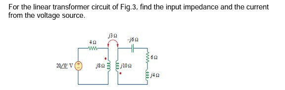 Solved For the linear transformer circuit of Fig. 3, find | Chegg.com
