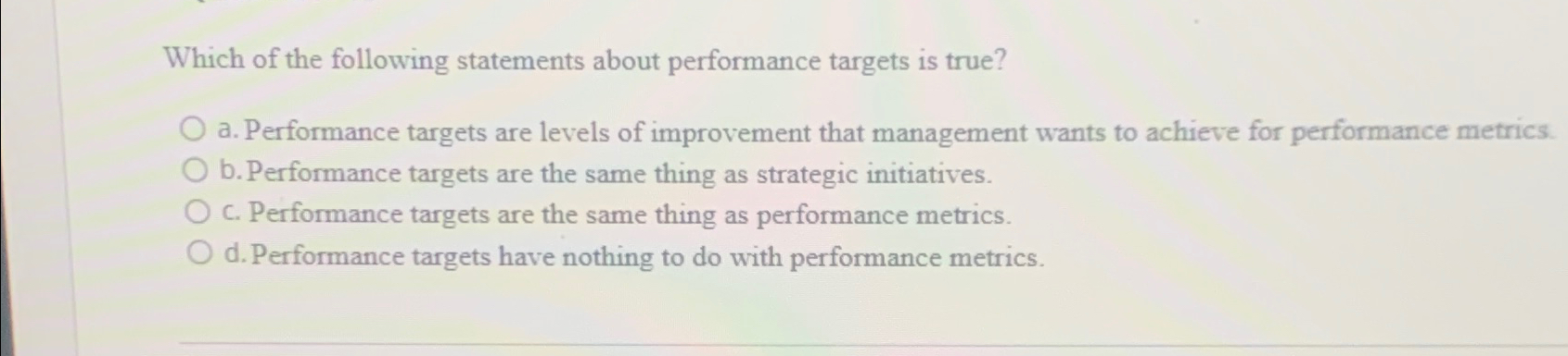 Solved Which of the following statements about performance | Chegg.com