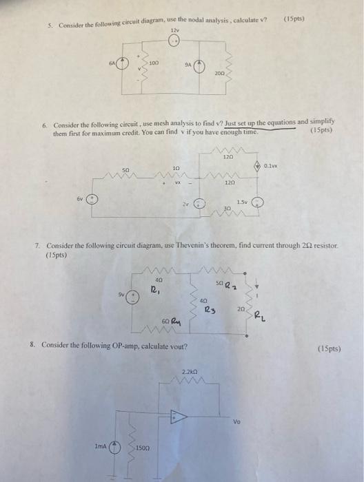 5. Consider the following circuit diagem, use the | Chegg.com