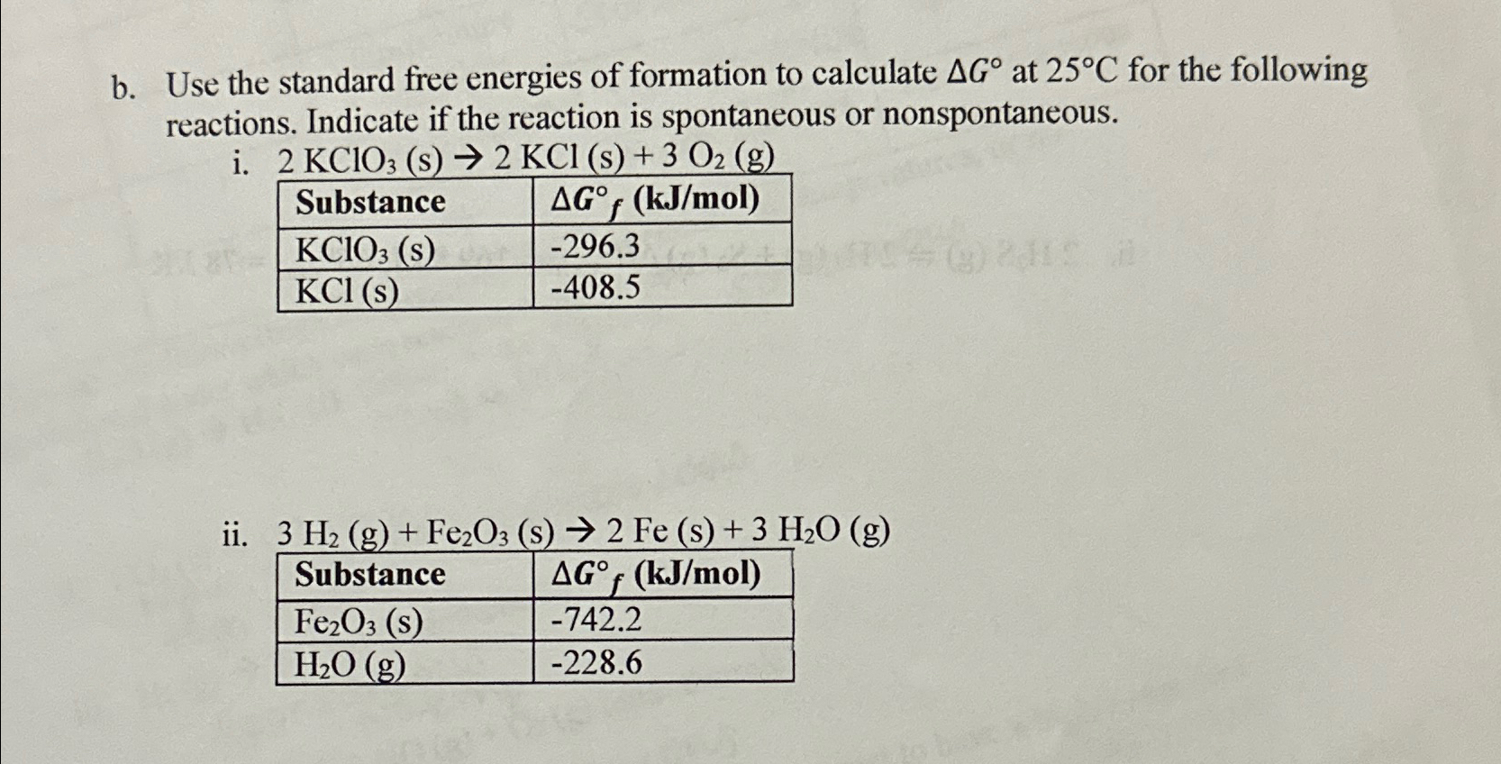 Solved b. ﻿Use the standard free energies of formation to | Chegg.com