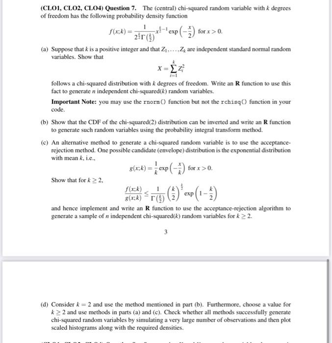 Solved (CLO1, CLO2, CLO4) Question 7. The (central) | Chegg.com