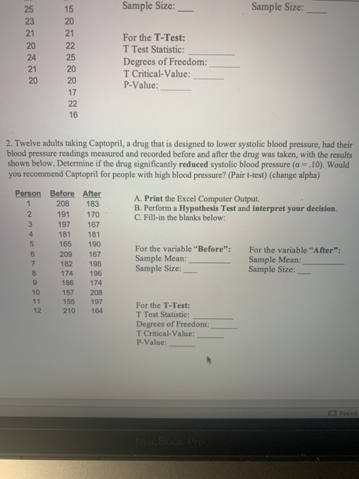 Solved Sample Size Sample Size For The T Test T Test 9980